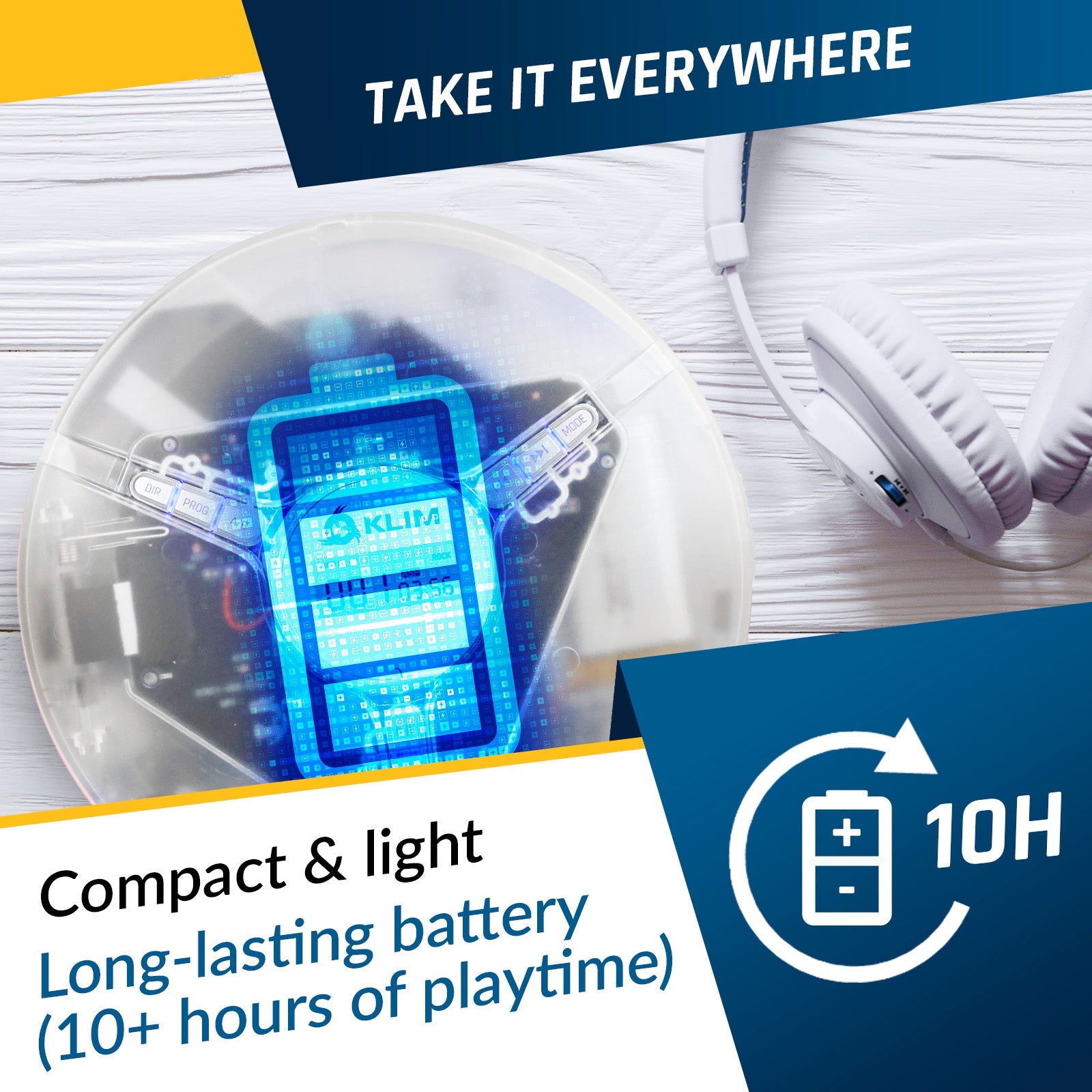 KLIM Discman Portable CD Player | Built-in Rechargeable Battery – KLIM ...