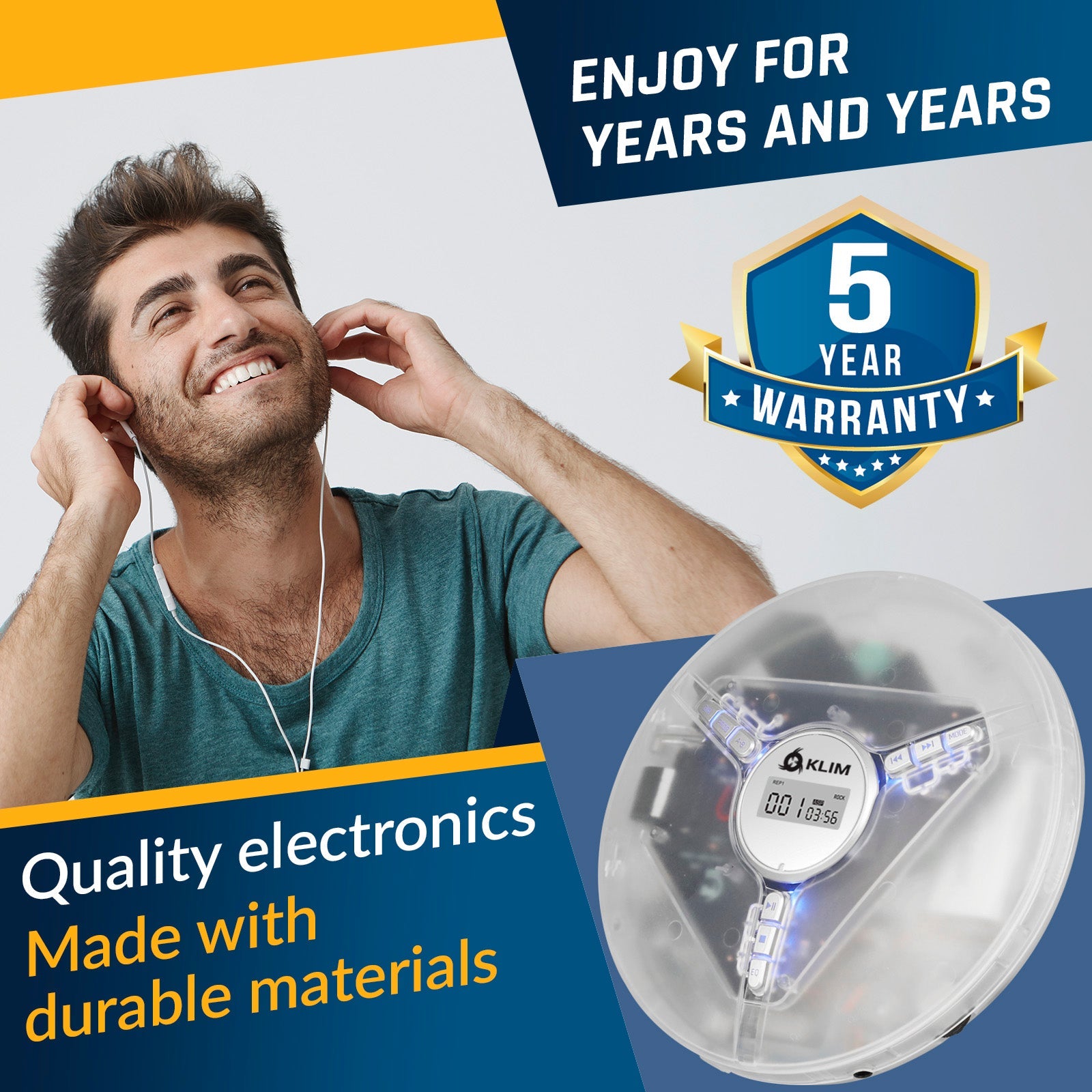 KLIM Discman Portable CD Player | Built-in Rechargeable Battery – KLIM ...