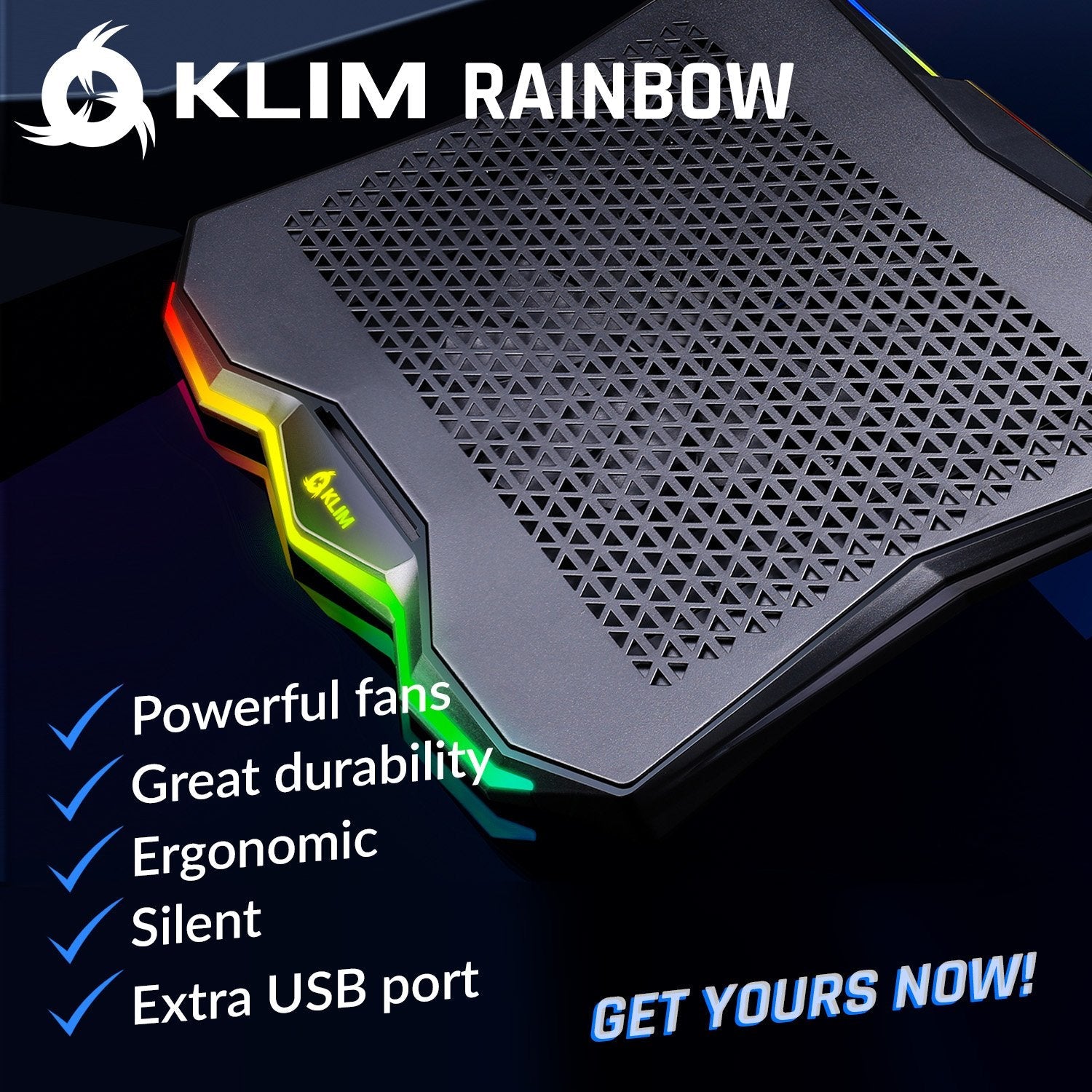 KLIM Rainbow Laptop Cooling Stand with RGB backlighting + 11" - 19 ...