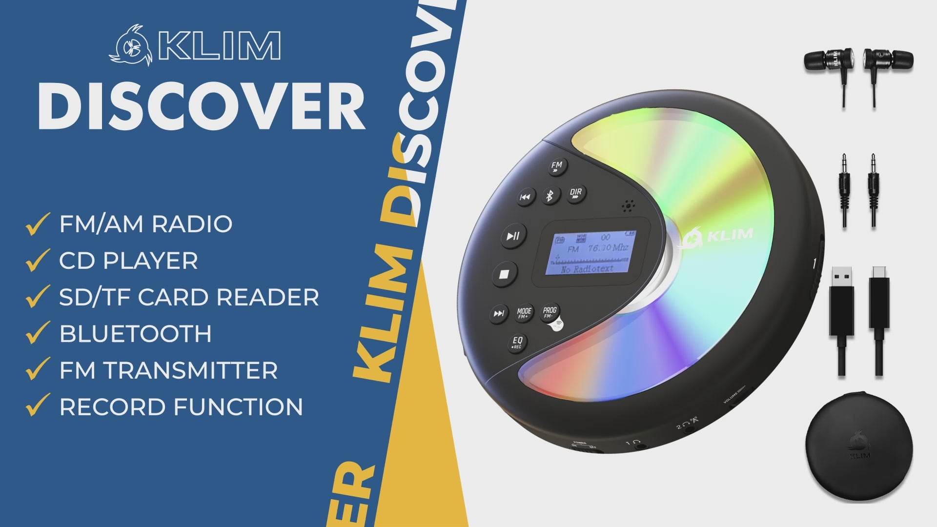 KLIM Discover Portable CD Player | SD Card Reader – KLIM Technologies