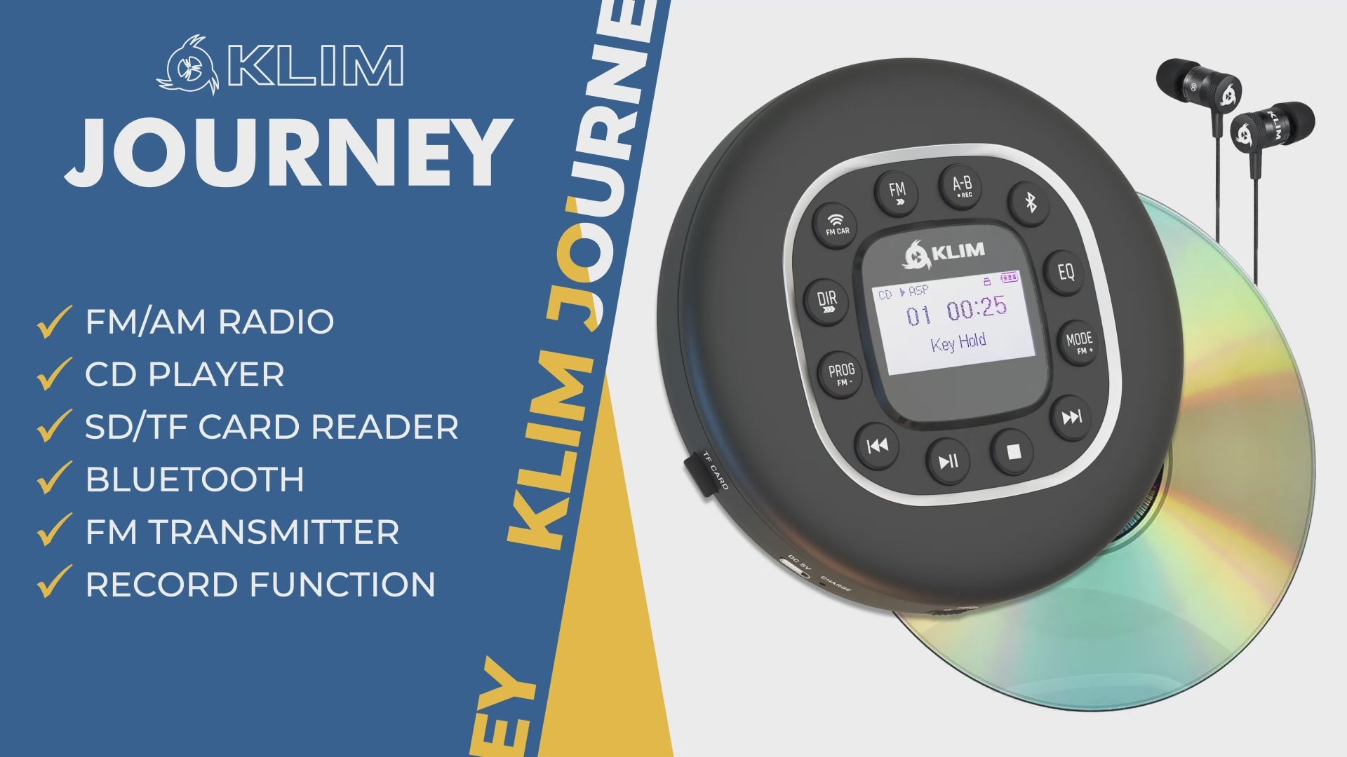 KLIM Journey Portable CD Player | SD Card Reader – KLIM Technologies