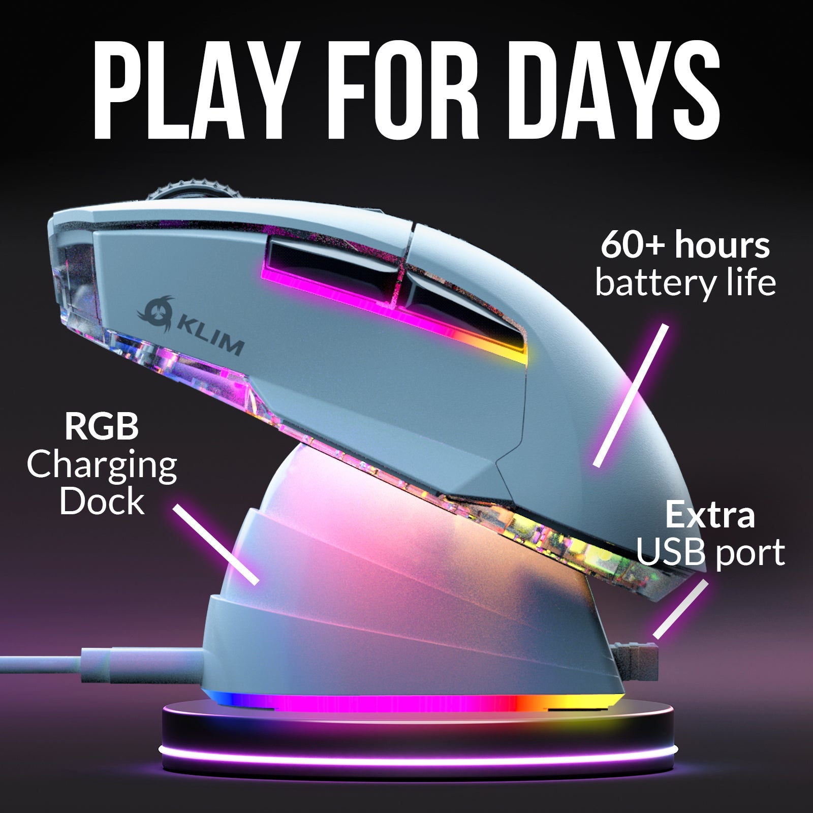 KLIM Blaze X Wireless RGB Gaming Mouse | Charging Base Included – KLIM ...