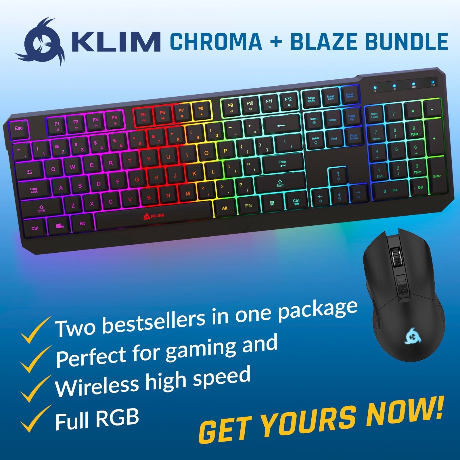 KLIM Chroma & Blaze - Gaming Wireless Keyboard and Mouse Set – KLIM ...