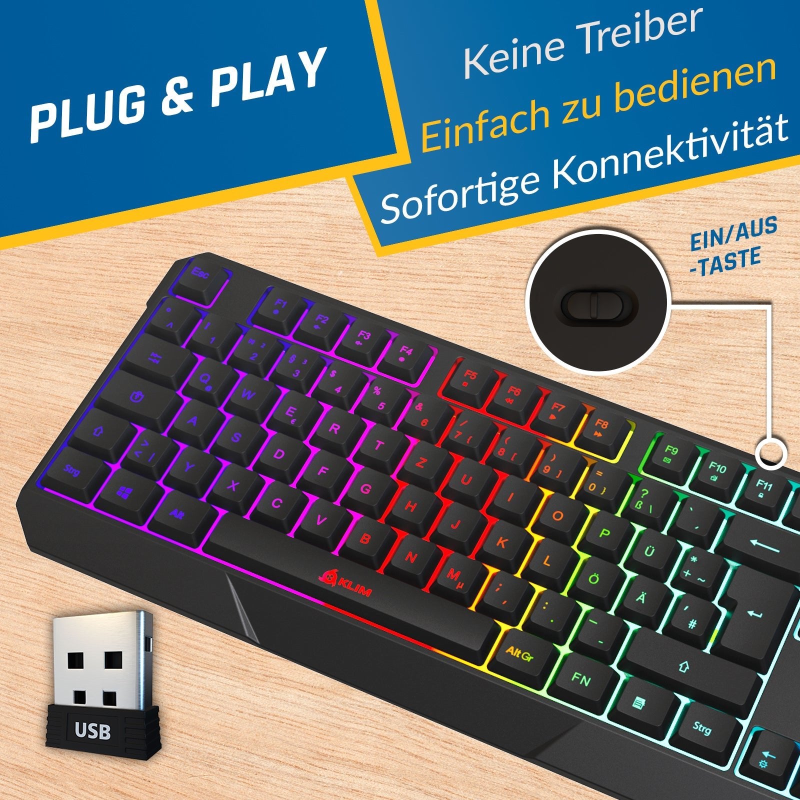 KLIM Chroma Wireless Membrane Keyboard | Silent & Illuminated – KLIM ...