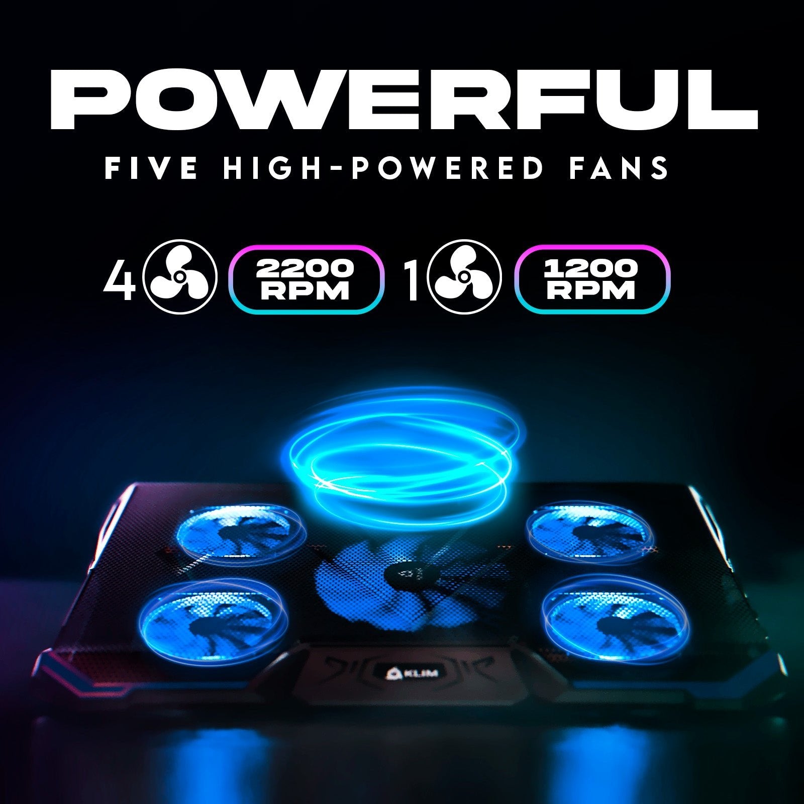 KLIM Cyclone Laptop Cooling Pad | 5 Fans | Silent | 11"-19" Laptops ...