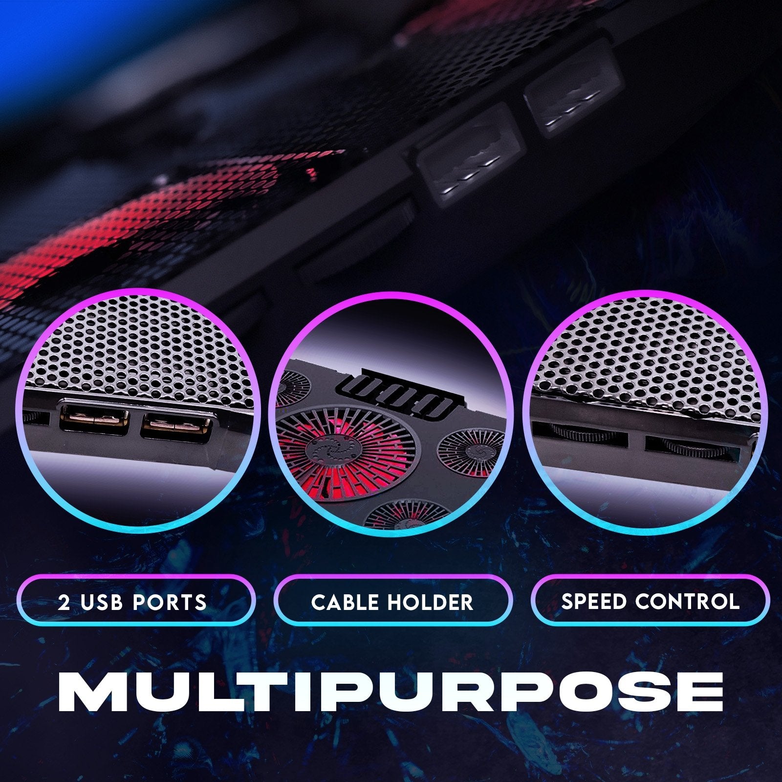 KLIM Cyclone Laptop Cooling Pad | 5 Fans | Silent | 11"-19" Laptops ...