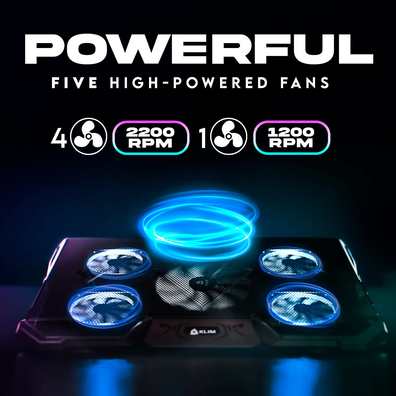 KLIM Cyclone Laptop Cooling Pad | 5 Fans | Silent | 11"-19" Laptops ...