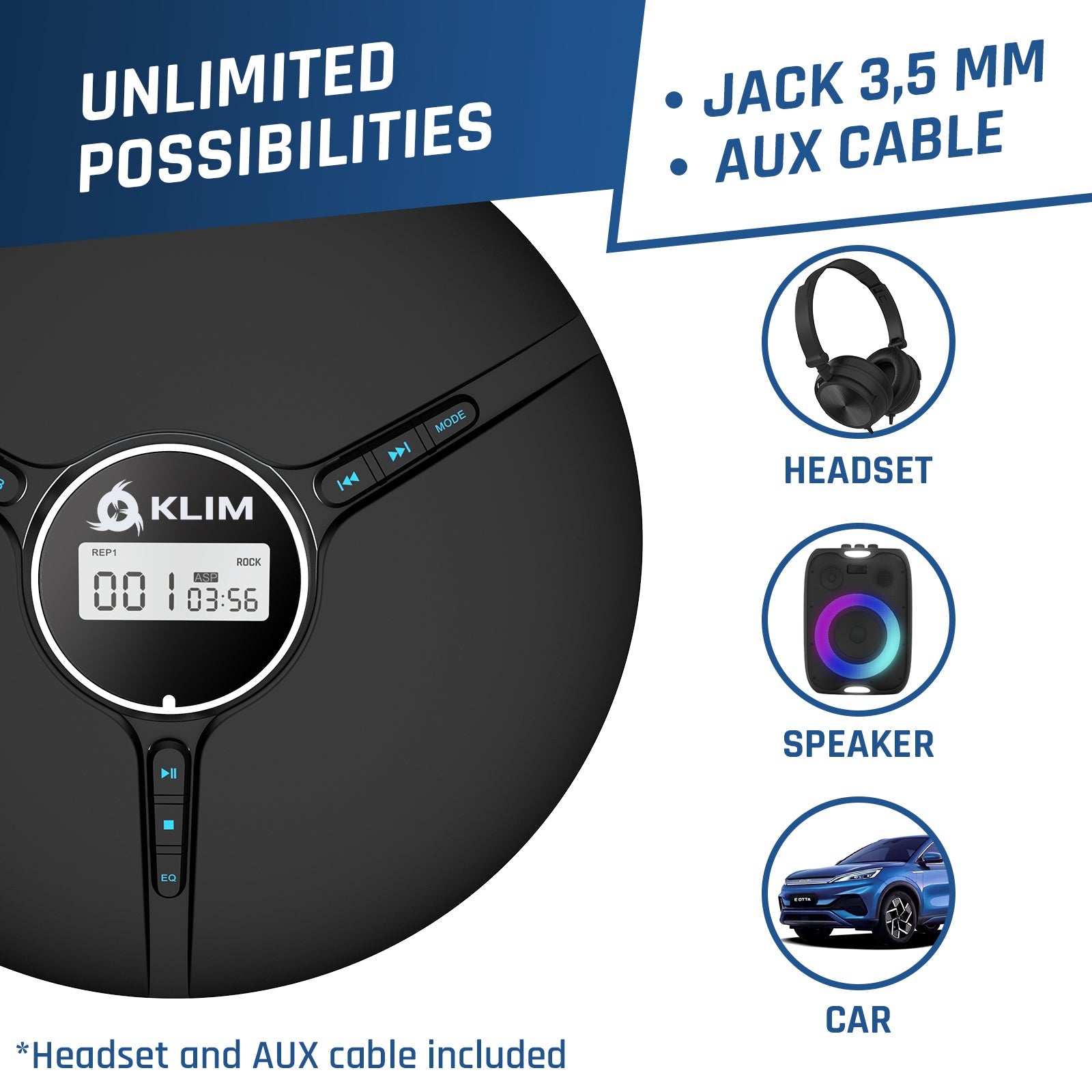 KLIM Discman Portable CD Player with Headphones – KLIM Technologies