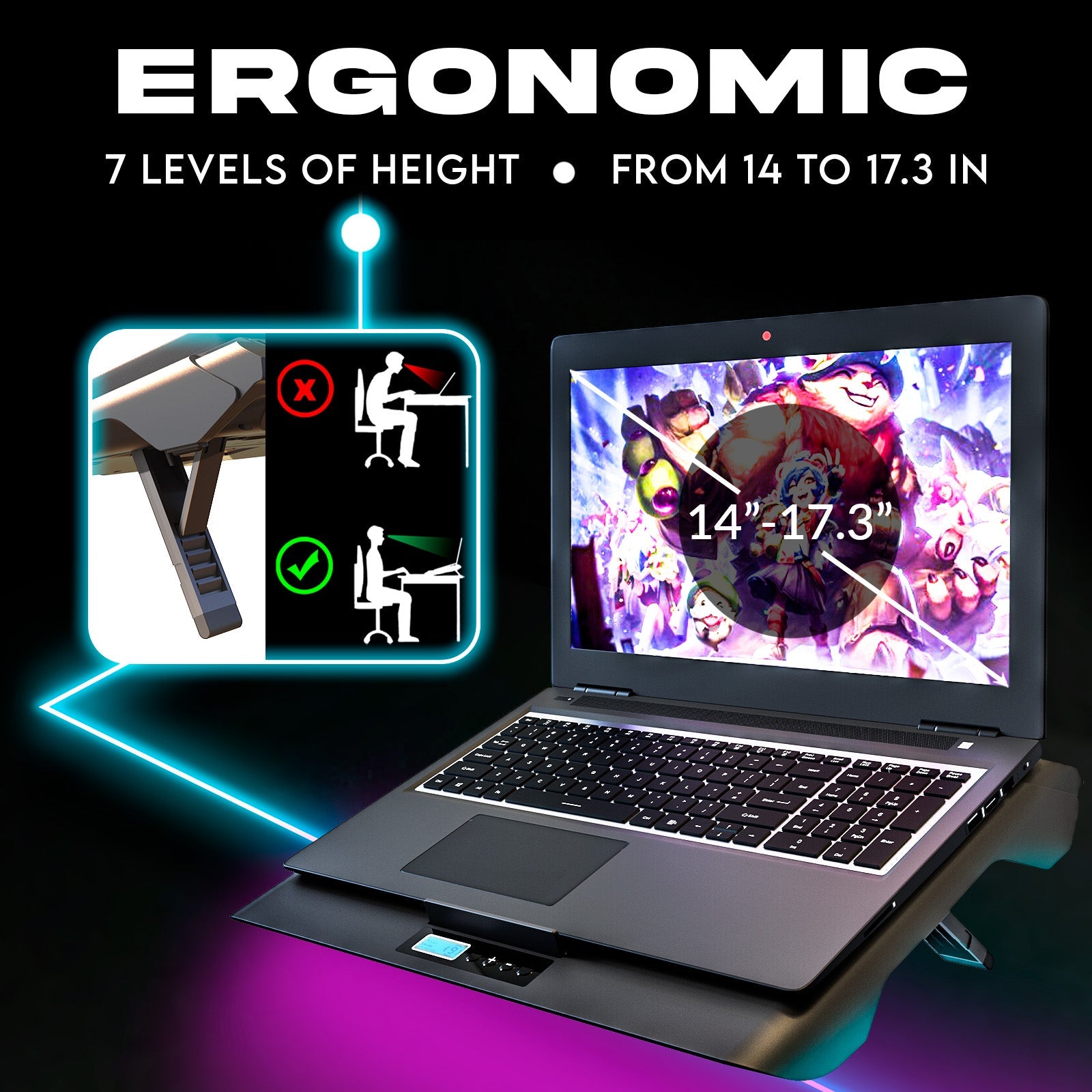 KLIM Everest Laptop Cooling Pad | 2 Turbofans | RGB Lighting – KLIM ...