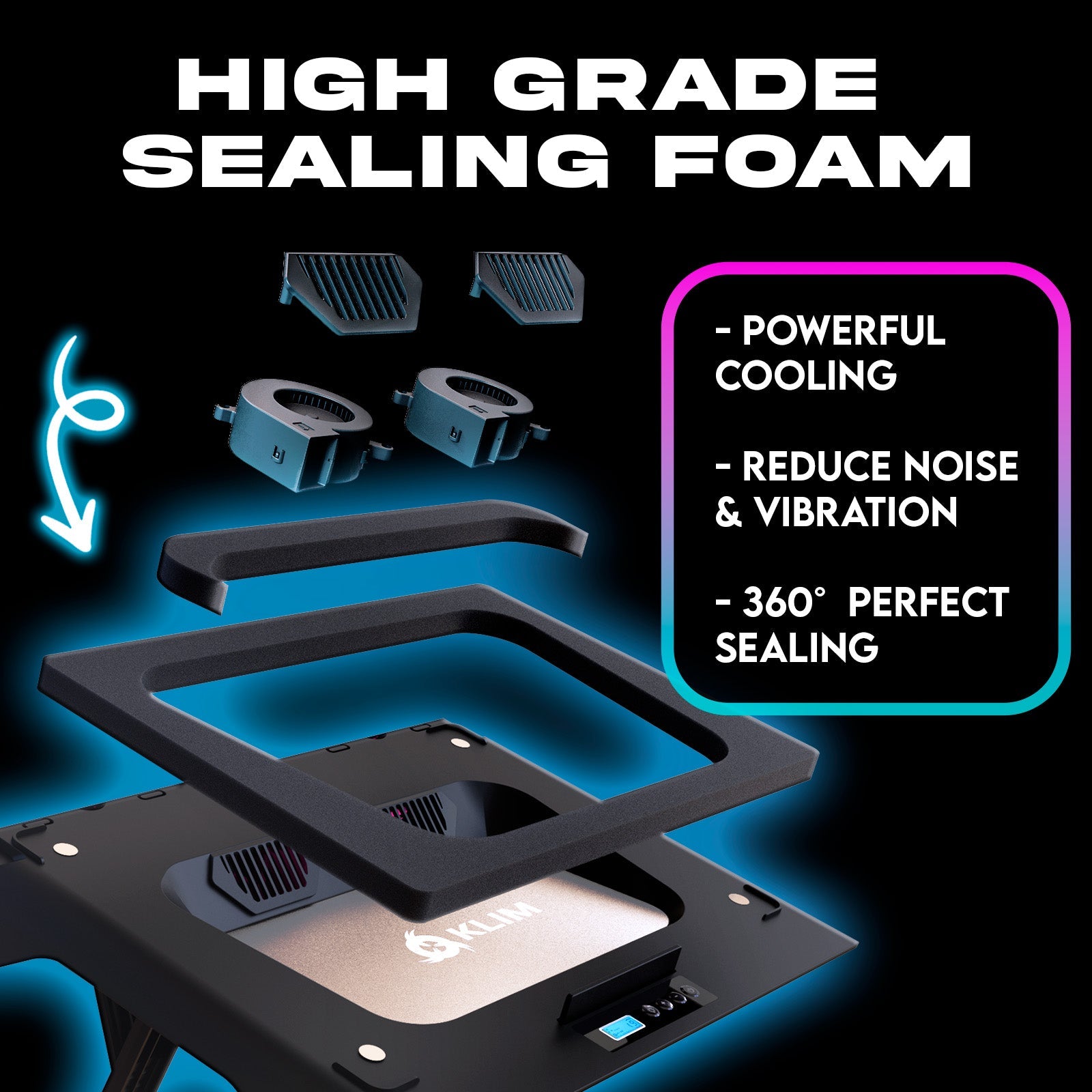 KLIM Everest Laptop Cooling Pad | 2 Turbofans | RGB Lighting – KLIM ...