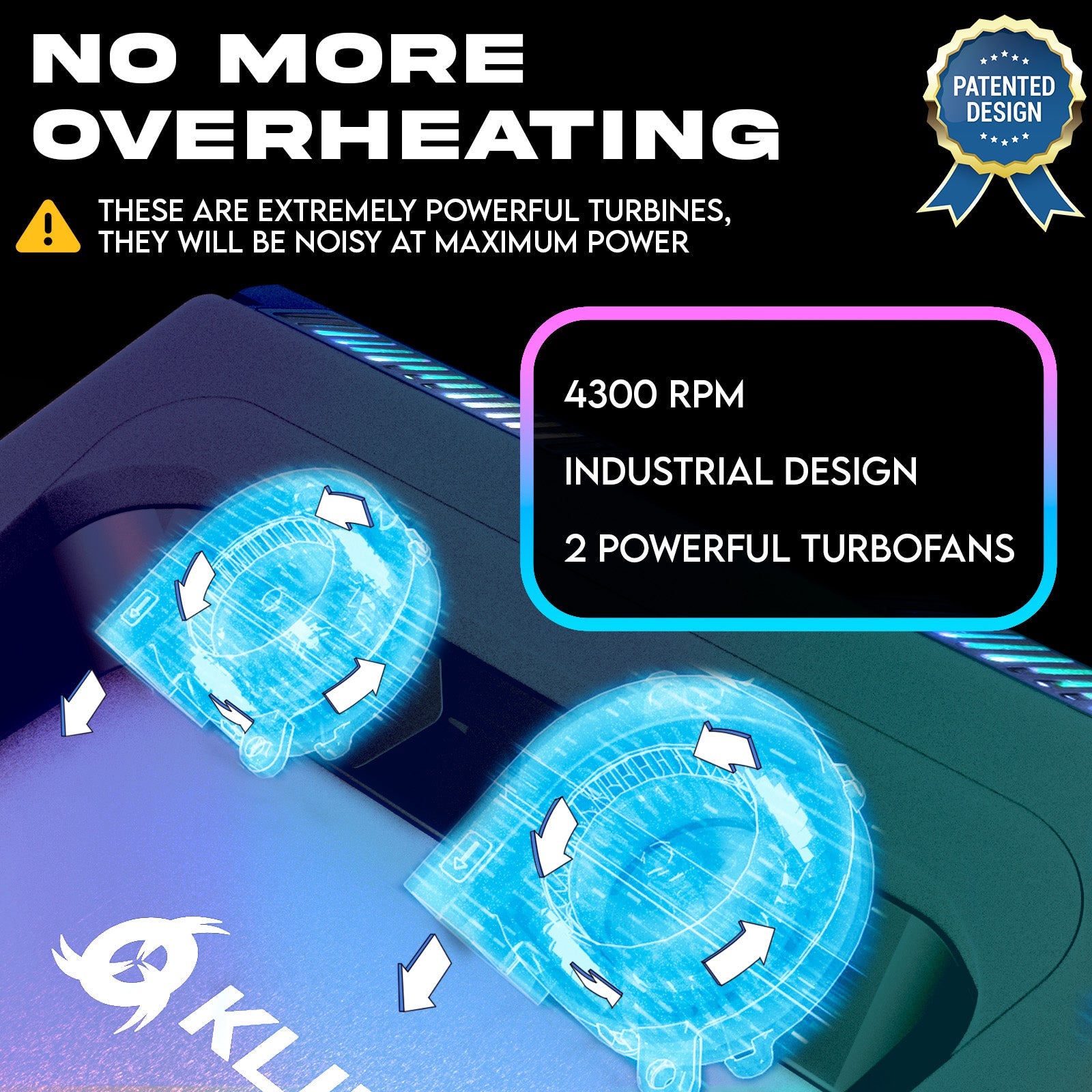 KLIM Everest Laptop Cooling Pad | 2 Turbofans | RGB Lighting – KLIM Technologies