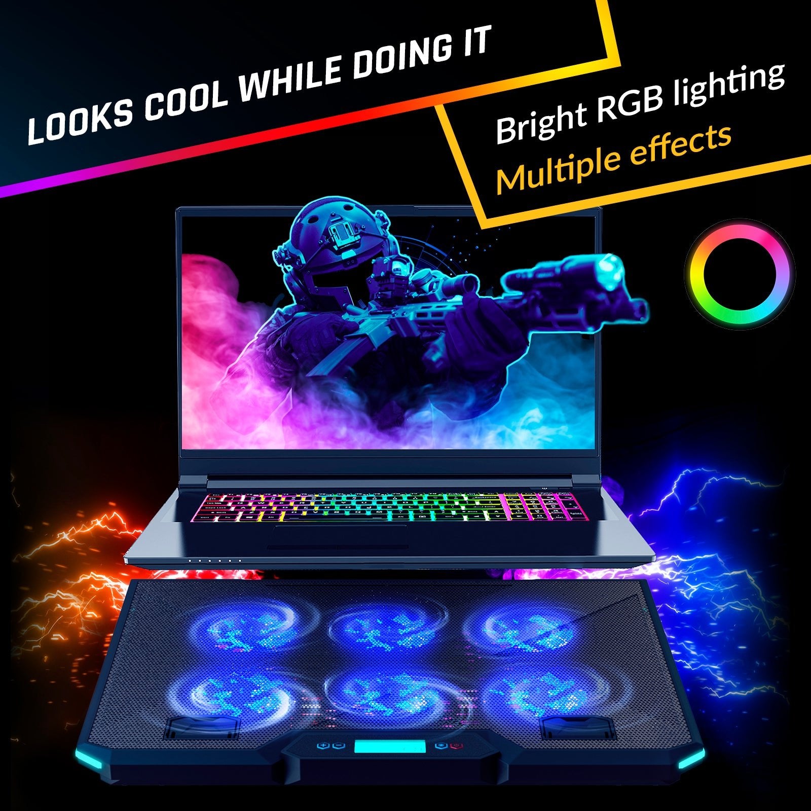 KLIM Glacier Cooling Pad | 6 Fans | RGB Lighting – KLIM Technologies