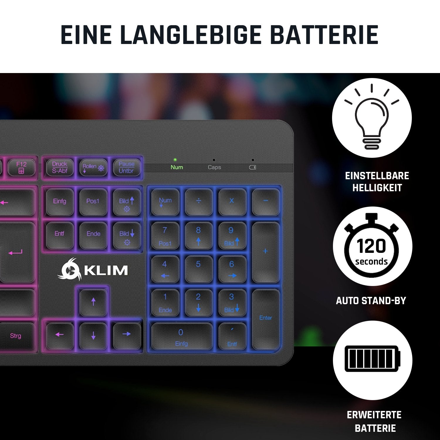 KLIM Light V2 Wireless Membrane Keyboard | Silent & Backlit – KLIM ...