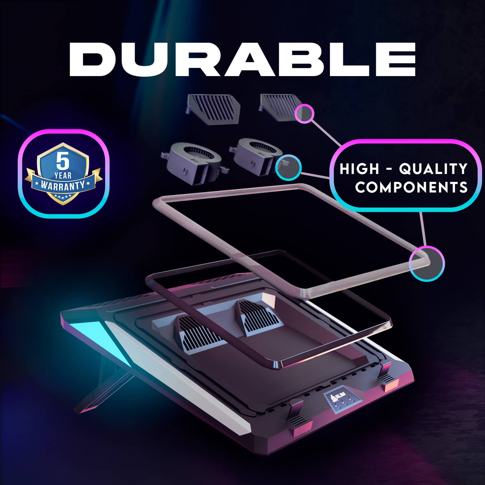 KLIM Mistral Laptop Cooling Pad | 2 Turbofans | RGB Lighting – KLIM ...