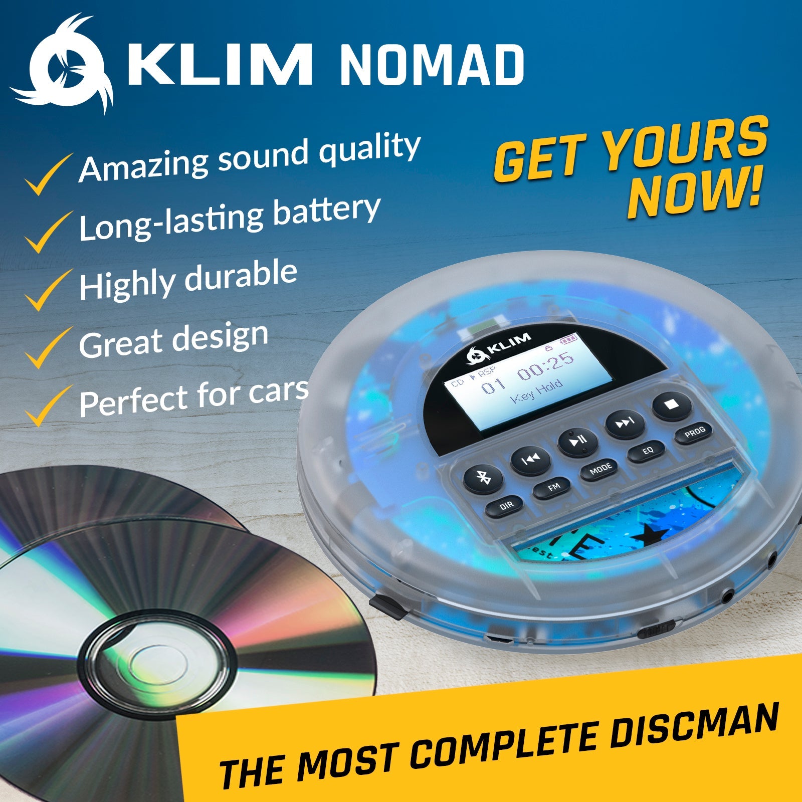KLIM Nomad Portable CD Player with Bluetooth – KLIM Technologies