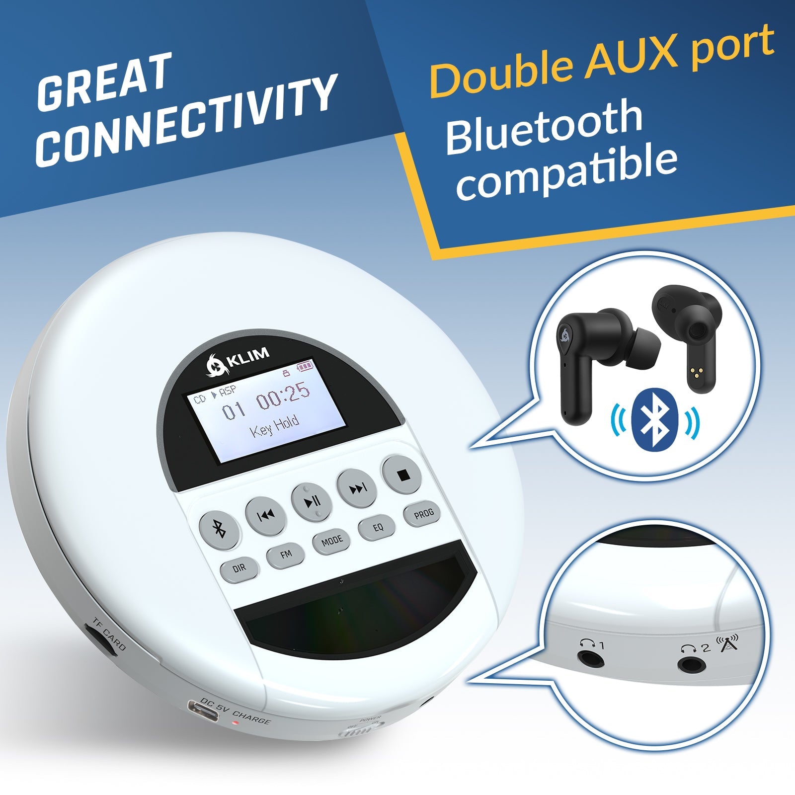 KLIM Nomad Portable CD Player with Bluetooth – KLIM Technologies