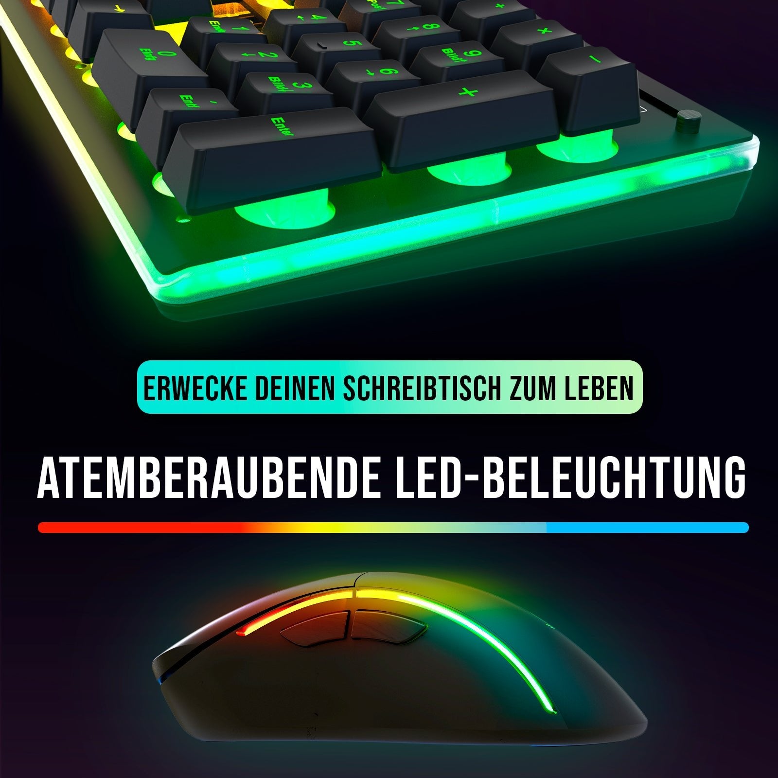 KLIM Thunder Wireless Gaming Keyboard & Mouse Set - Single USB Dongle ...